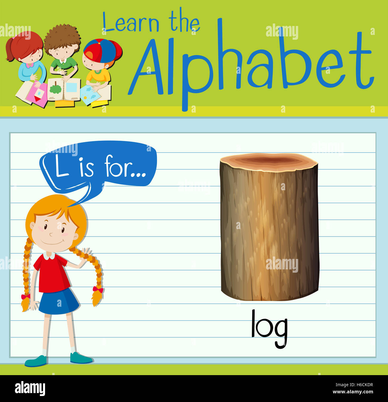 Flashcard letter L is for log illustration Stock Photo - Alamy