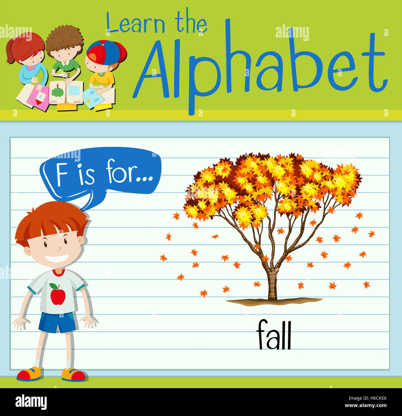 Flashcard letter F is for fall illustration Stock Photo - Alamy