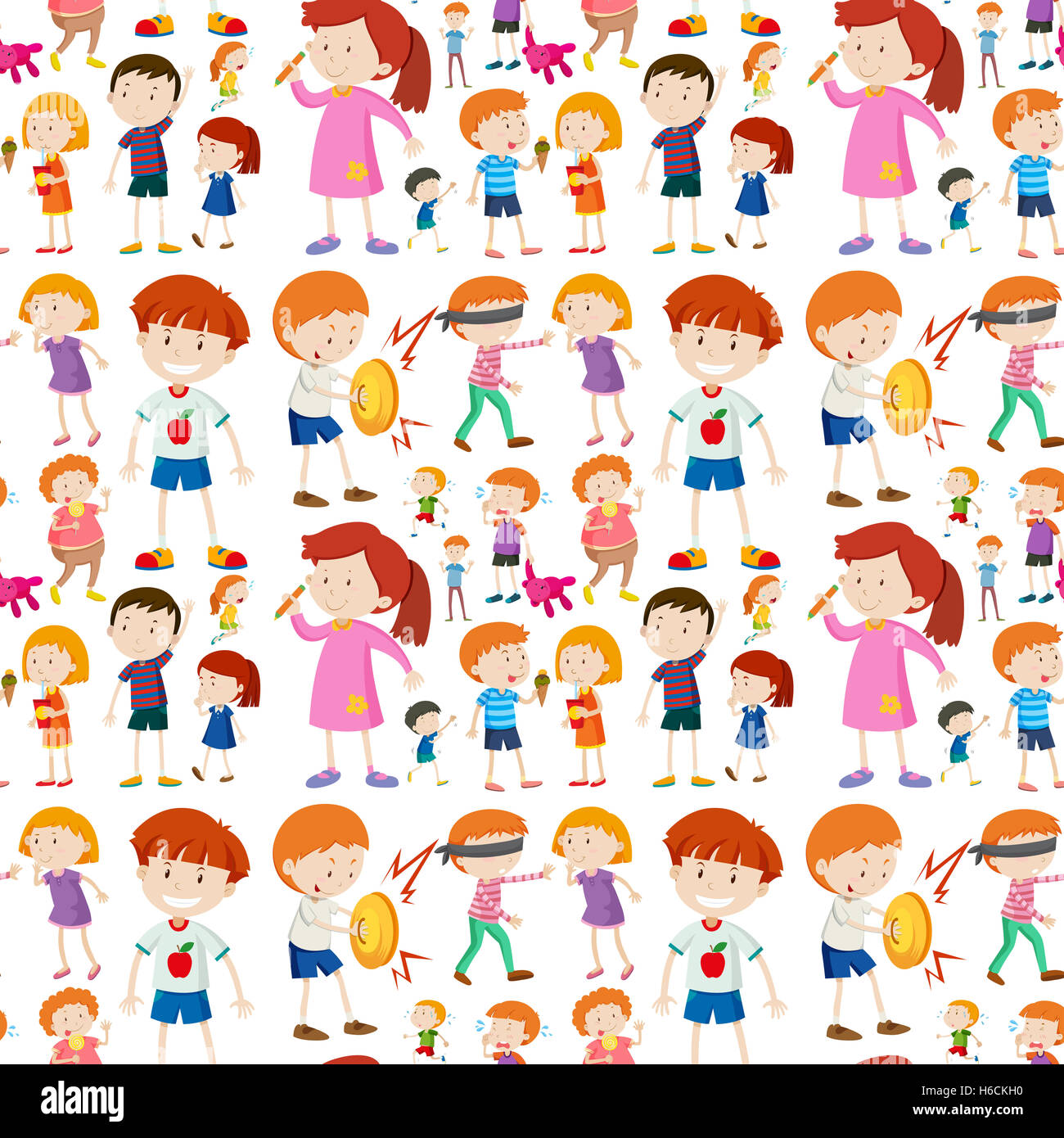 Seamless background design with kid characters illustration Stock Photo ...