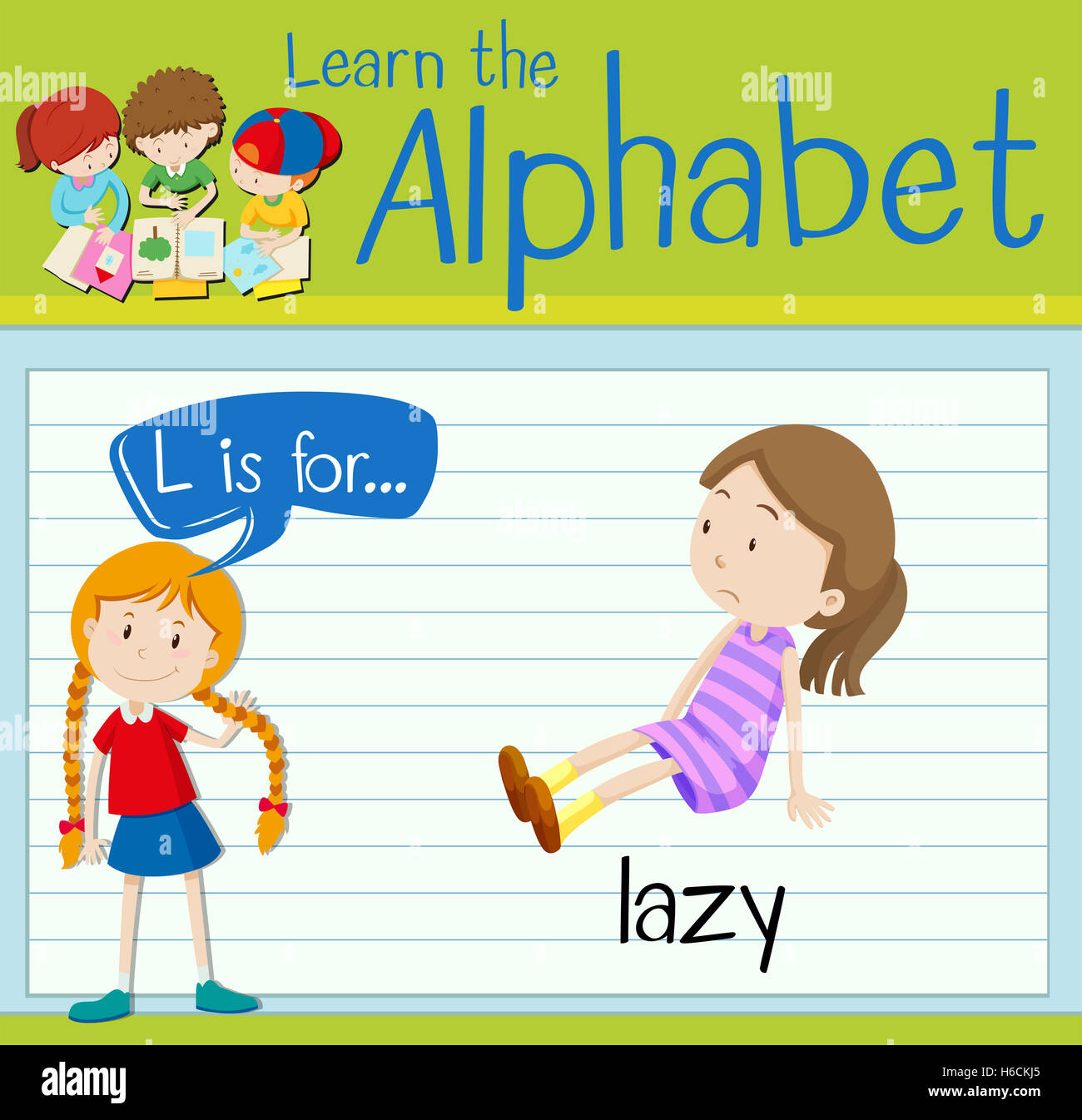 Flashcard letter L is for lazy illustration Stock Photo - Alamy
