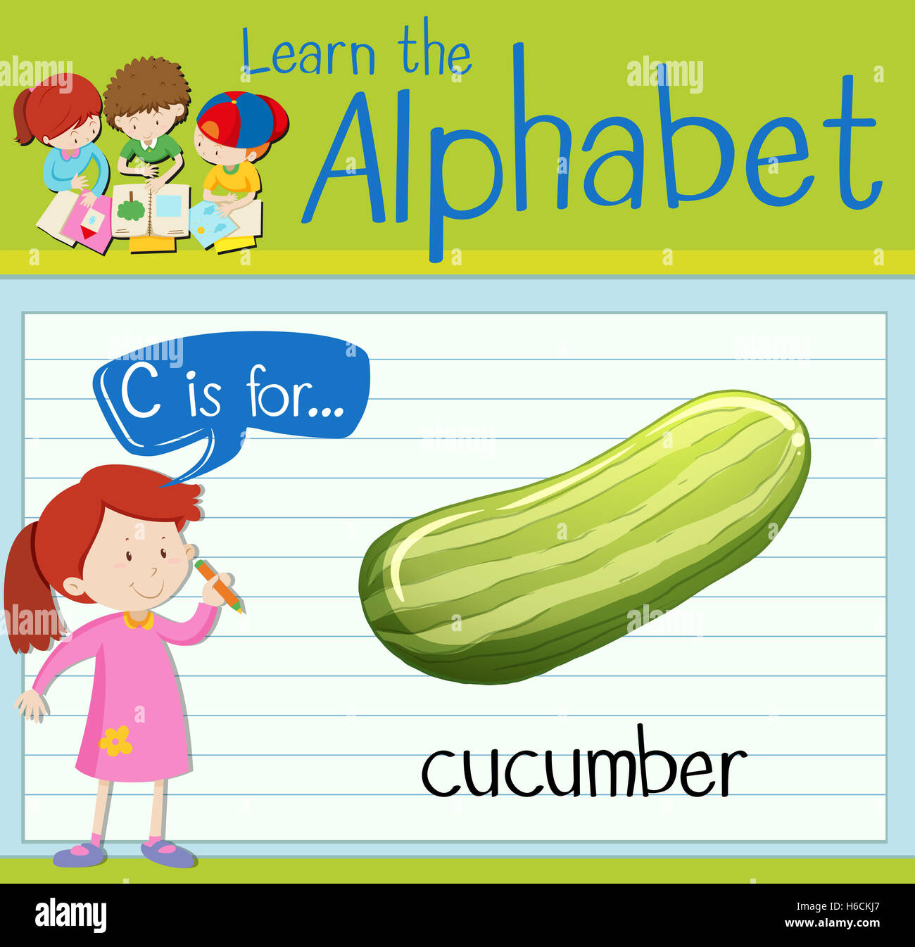 Flashcard letter C is for cucumber illustration Stock Photo - Alamy