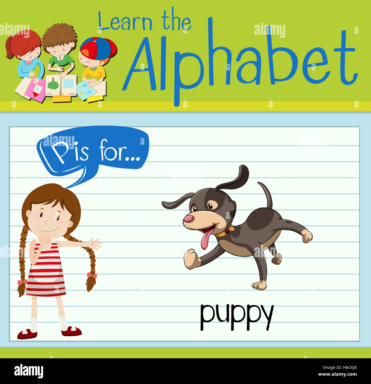 Flashcard letter P is for puppy illustration Stock Photo - Alamy