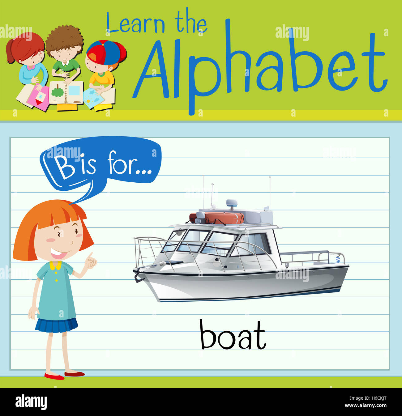 Flashcard alphabet B is for boat illustration Stock Photo - Alamy