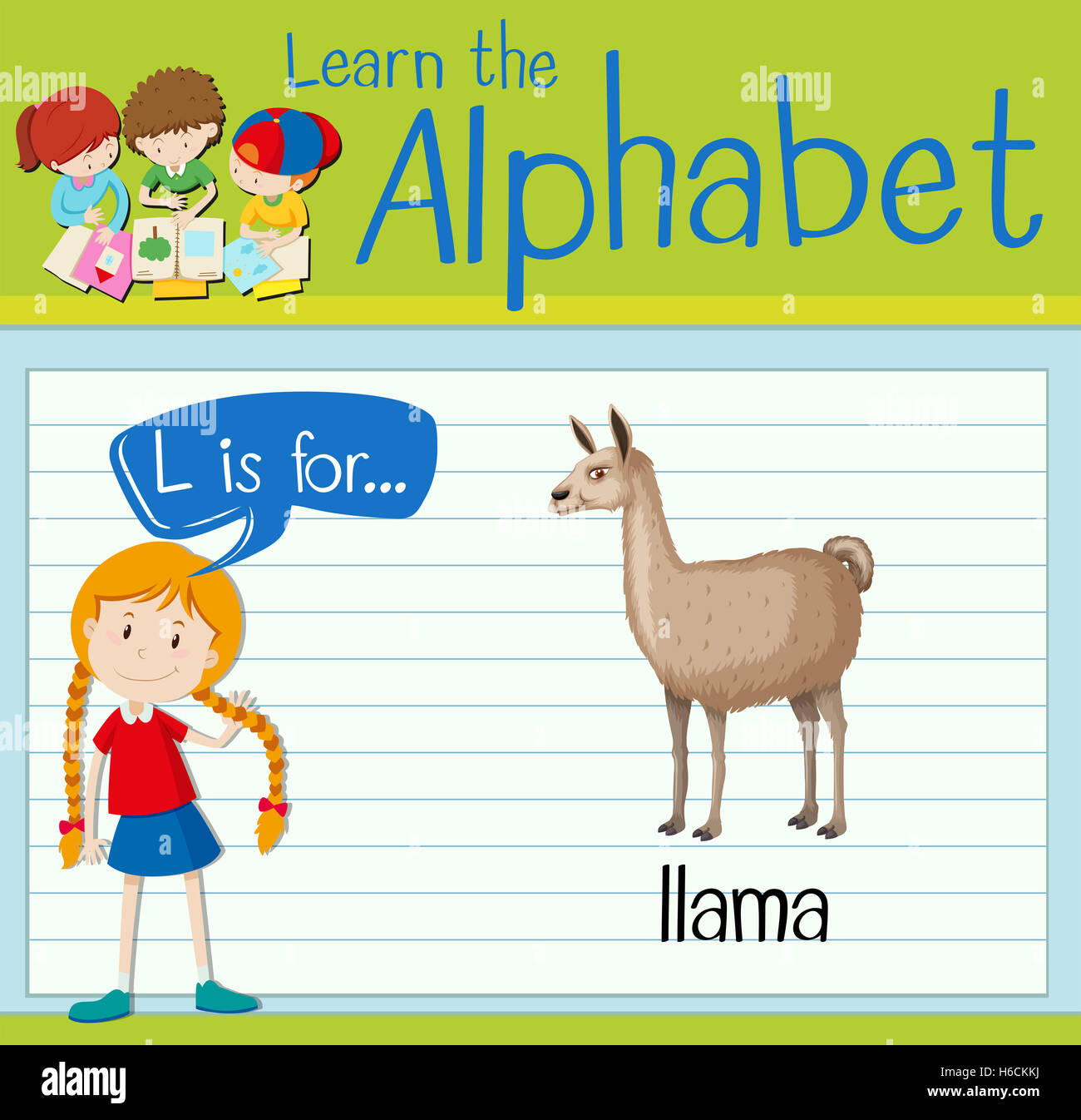 Flashcard letter L is for llama illustration Stock Photo - Alamy