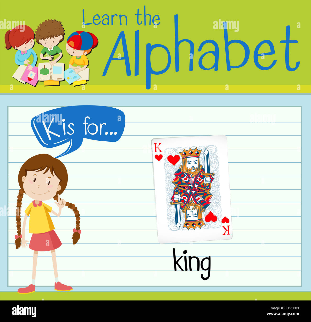 Flashcard letter K is for king illustration Stock Photo - Alamy