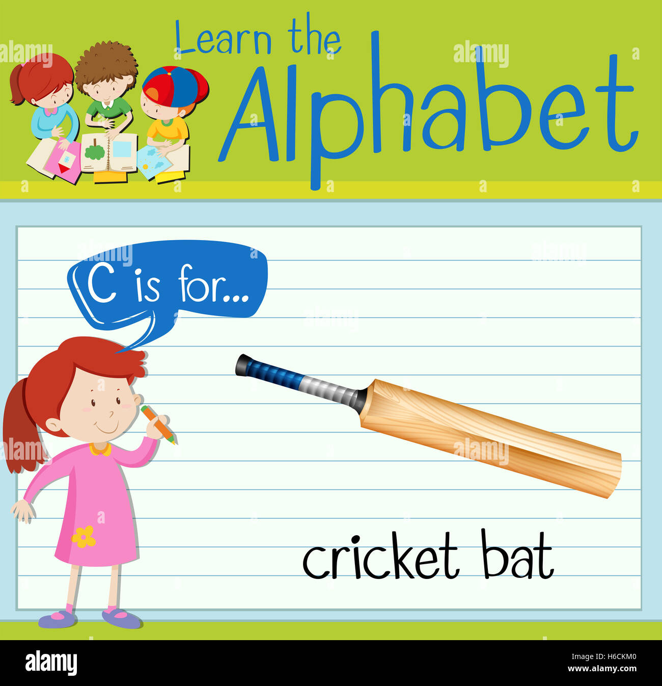 Flashcard letter C is for cricket bat illustration Stock Photo - Alamy