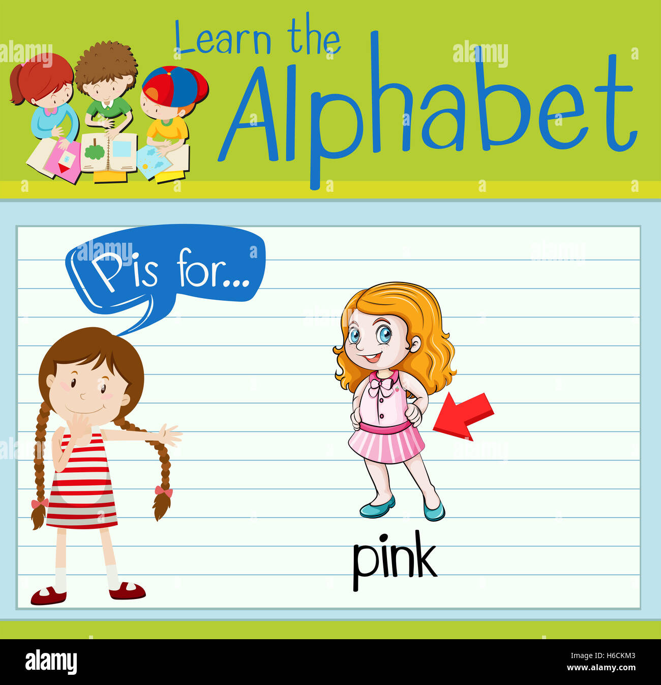 Flashcard alphabet P is for pink illustration Stock Photo - Alamy
