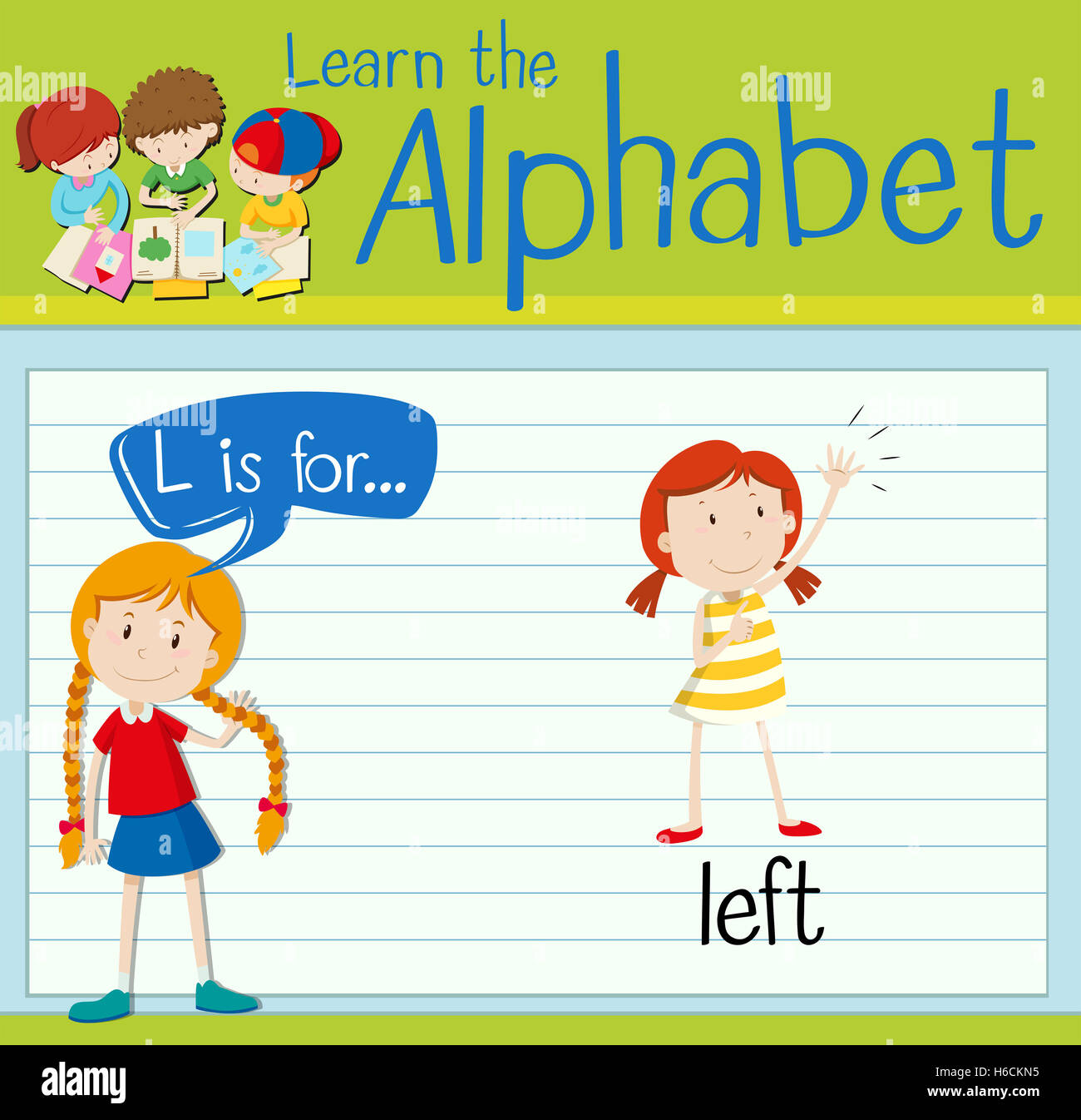 Flashcard alphabet L is for left illustration Stock Photo - Alamy