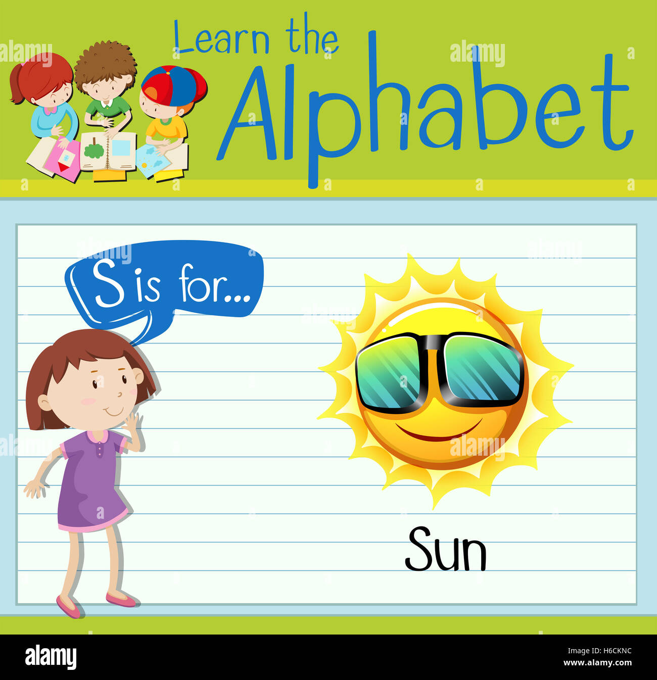 Flashcard letter S is for Sun illustration Stock Photo - Alamy