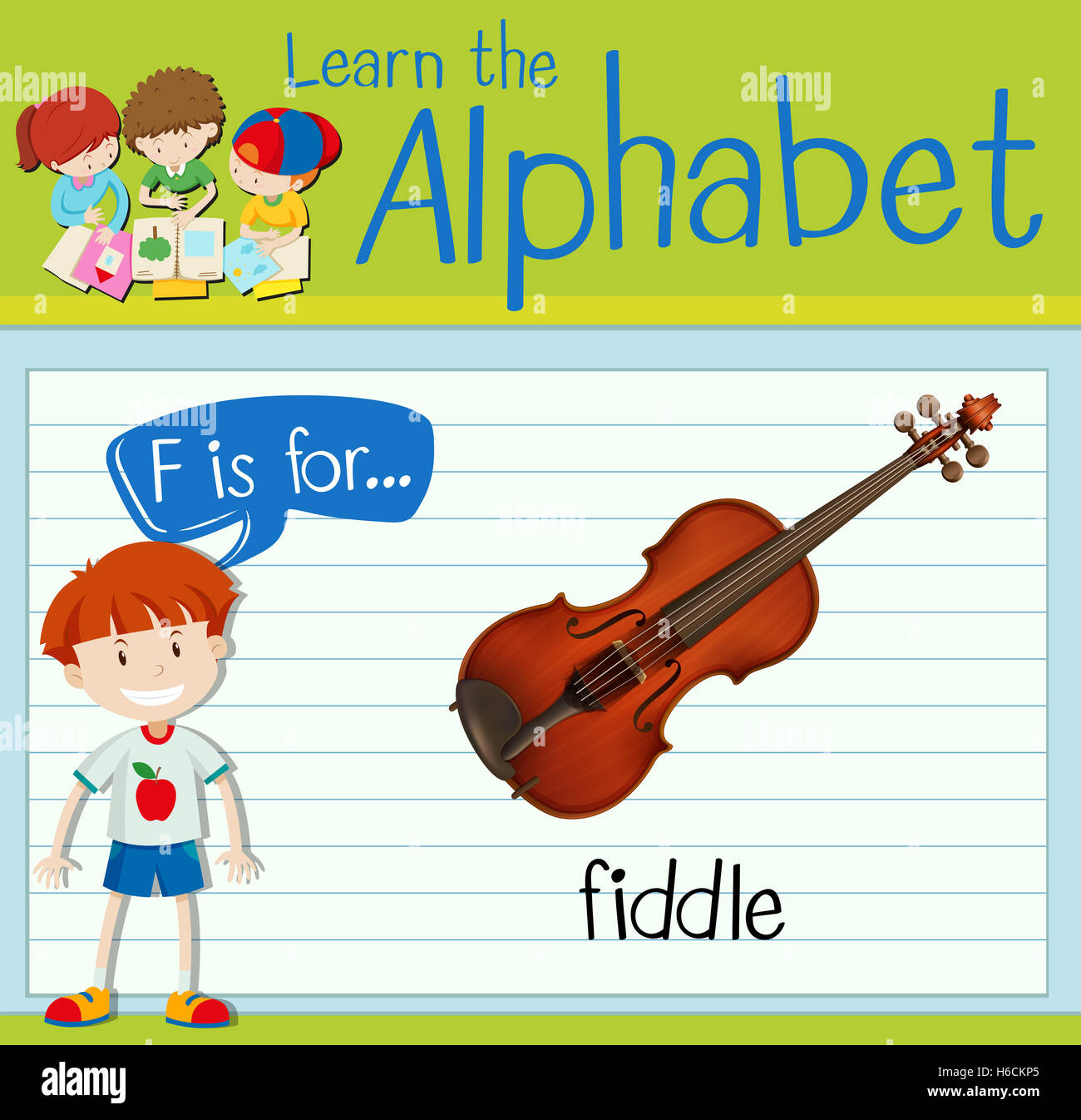 Flashcard letter F is for fiddle illustration Stock Photo - Alamy