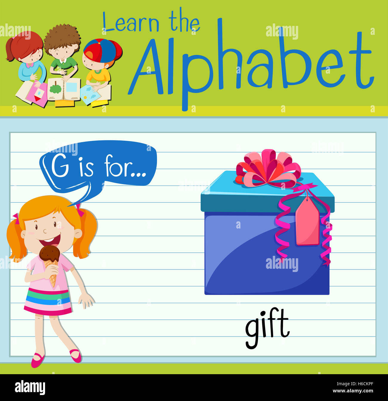 Flashcard letter G is for gift illustration Stock Photo - Alamy