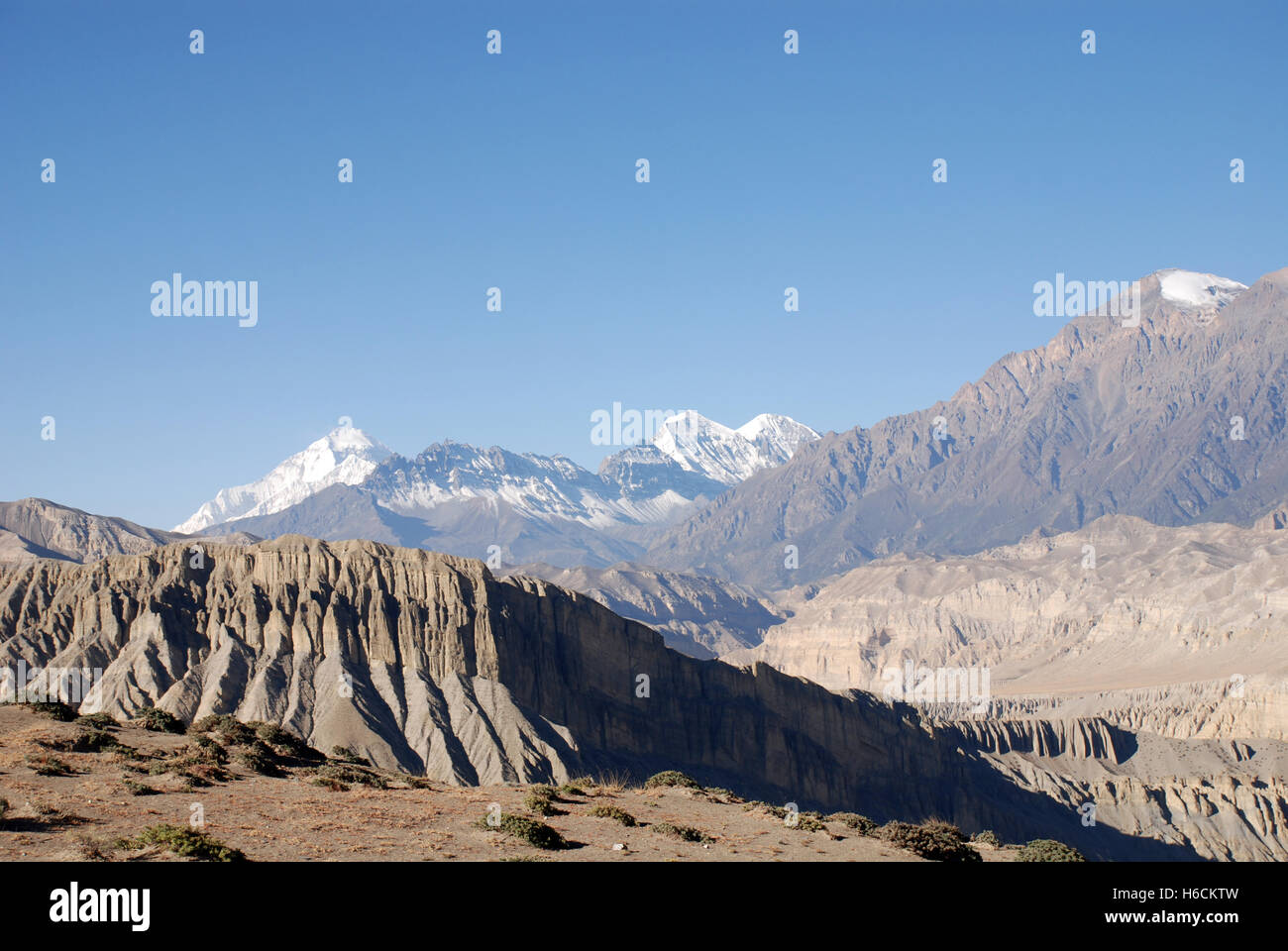 The Barren mountain landscape of the remote Damodar Himal in the ...