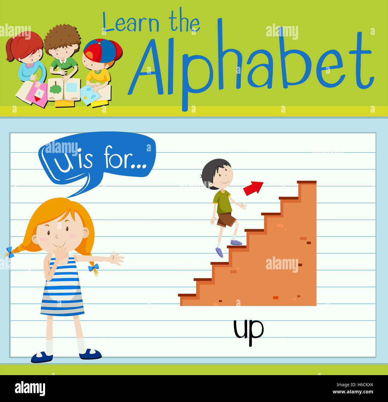 Flashcard letter U is for up illustration Stock Photo - Alamy