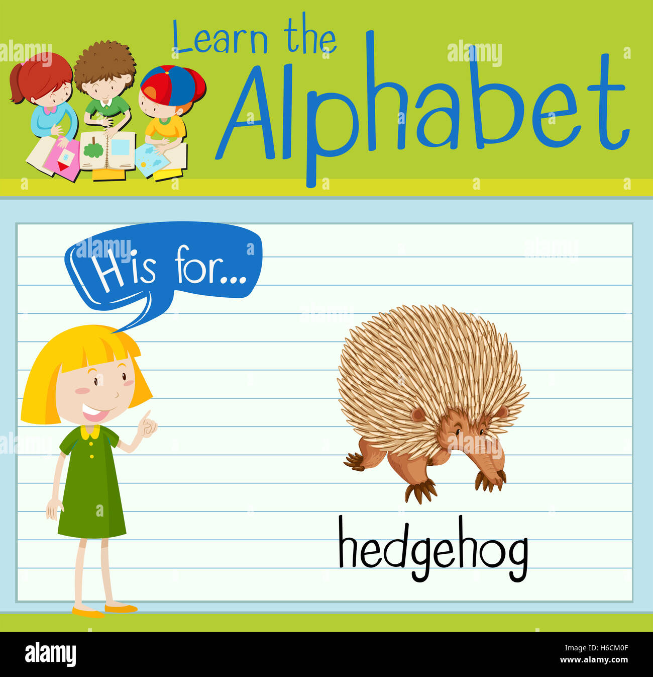 Flashcard letter H is for hedgehog illustration Stock Photo - Alamy