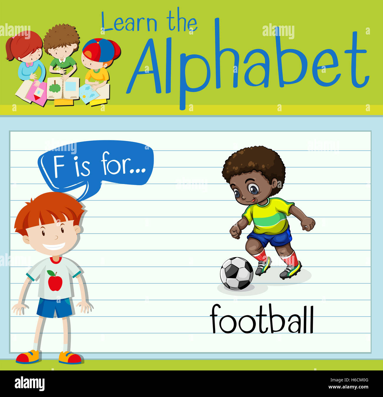 Flashcard letter F is for football illustration Stock Photo - Alamy
