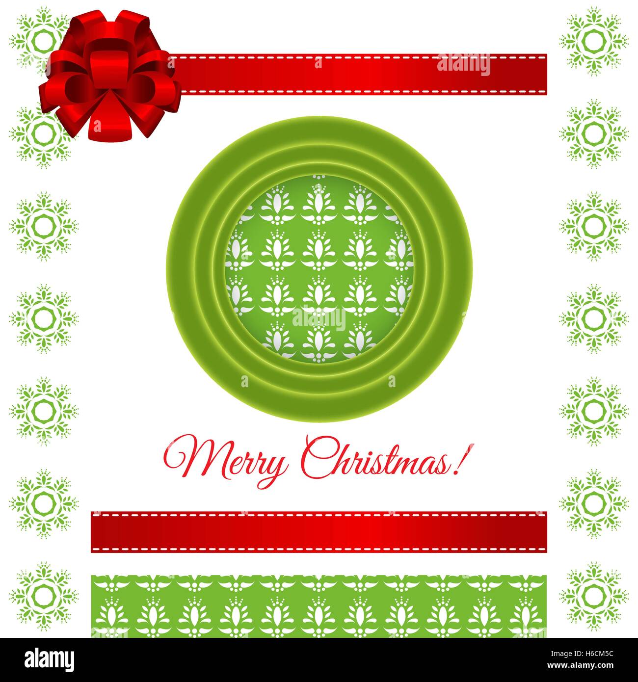 Christmas round frame with place for text on a green background Stock ...