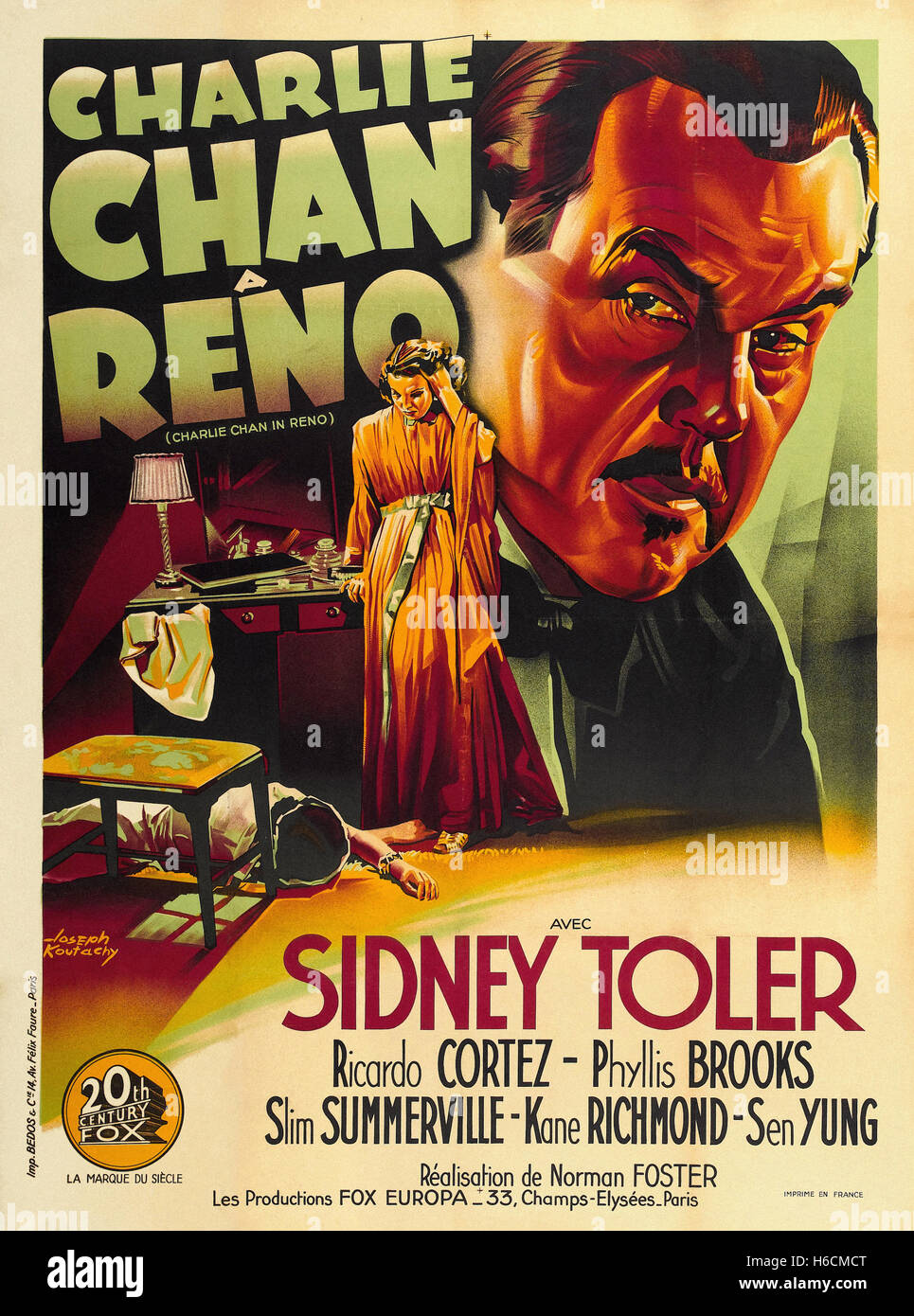 Charlie Chan in Reno - French Movie Poster Stock Photo - Alamy