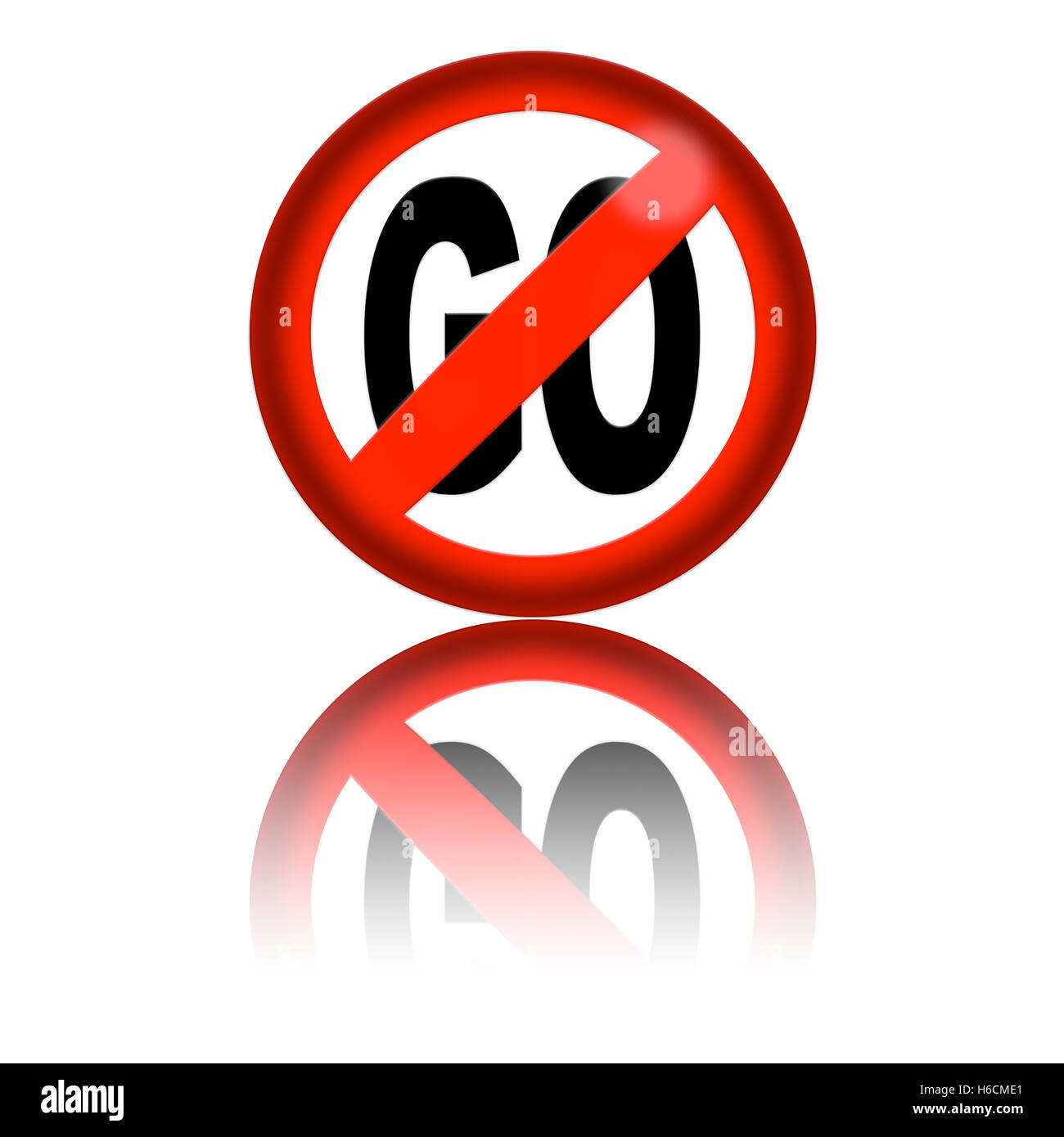 3D sphere no go sign with reflection Stock Photo - Alamy