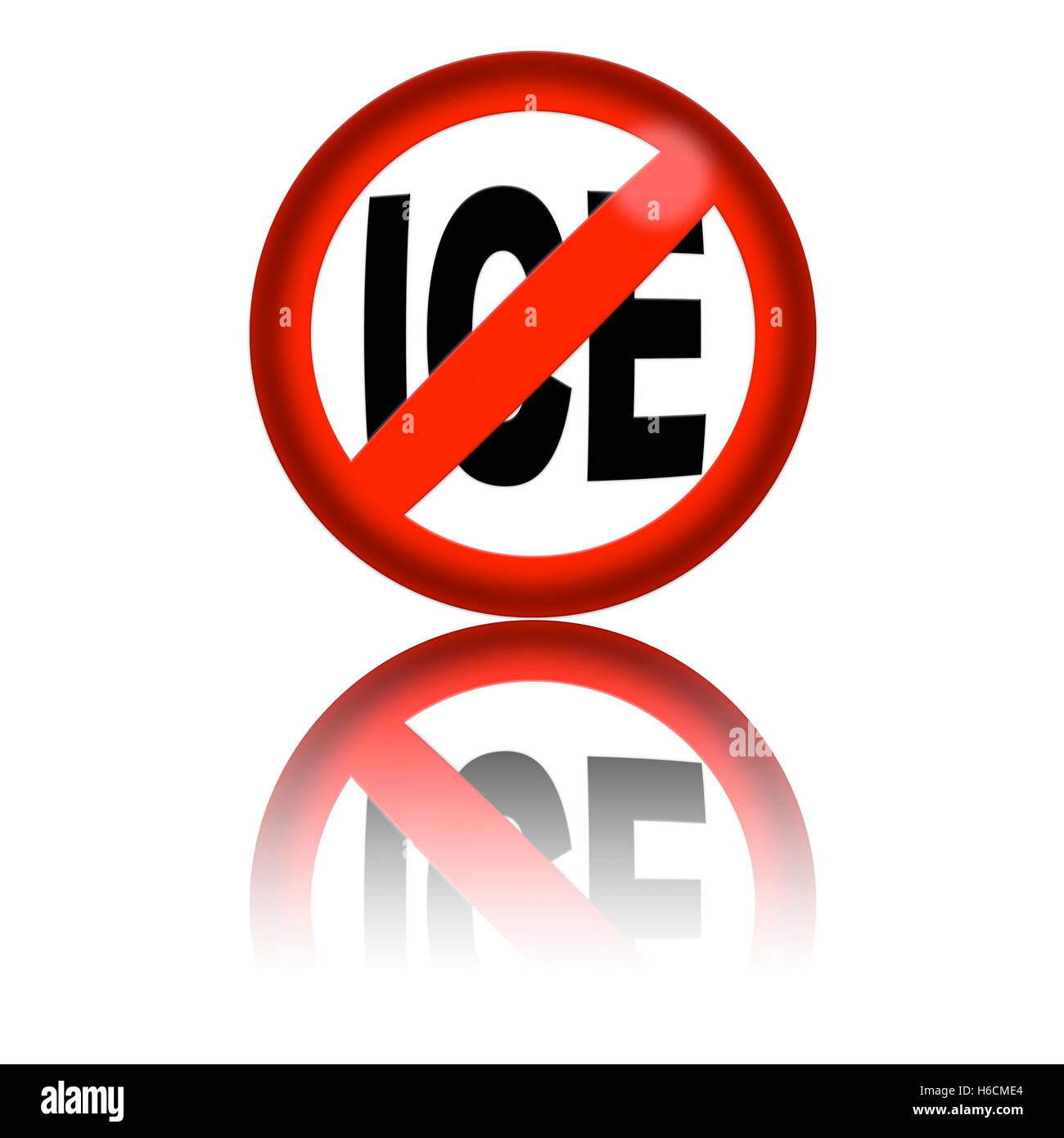 3D sphere no ice sign with reflection Stock Photo - Alamy