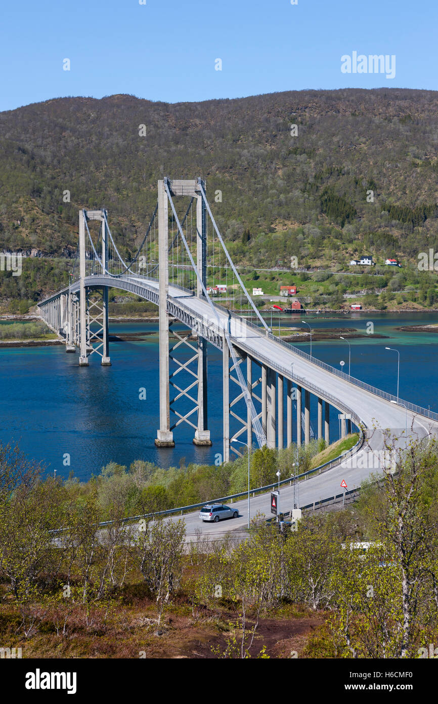 King Olaf's Bridge Tjeldsund Fjord, Lofoten Islands, Norway Stock Photo ...