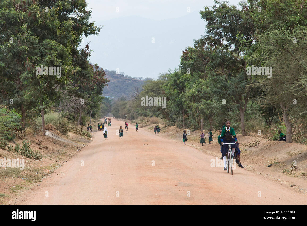 Children walking home from school in one of the poor areas of rural ...
