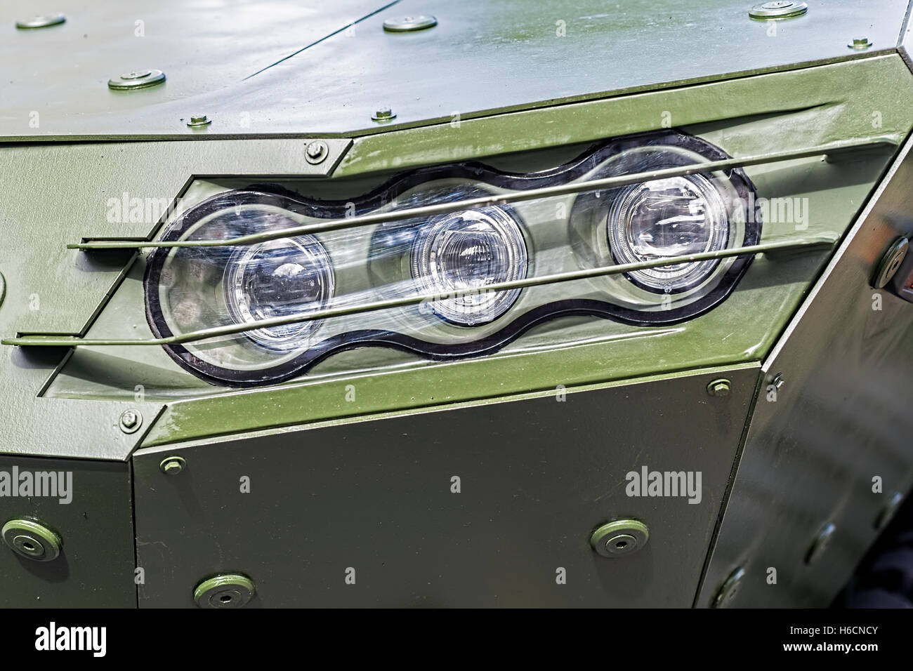 Armored Military Vehicle Front Detail - Headlight Stock Photo - Alamy