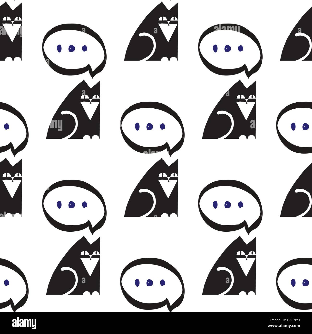 Vector seamless pattern with fat cats. Hand drawn Stock Vector Image ...