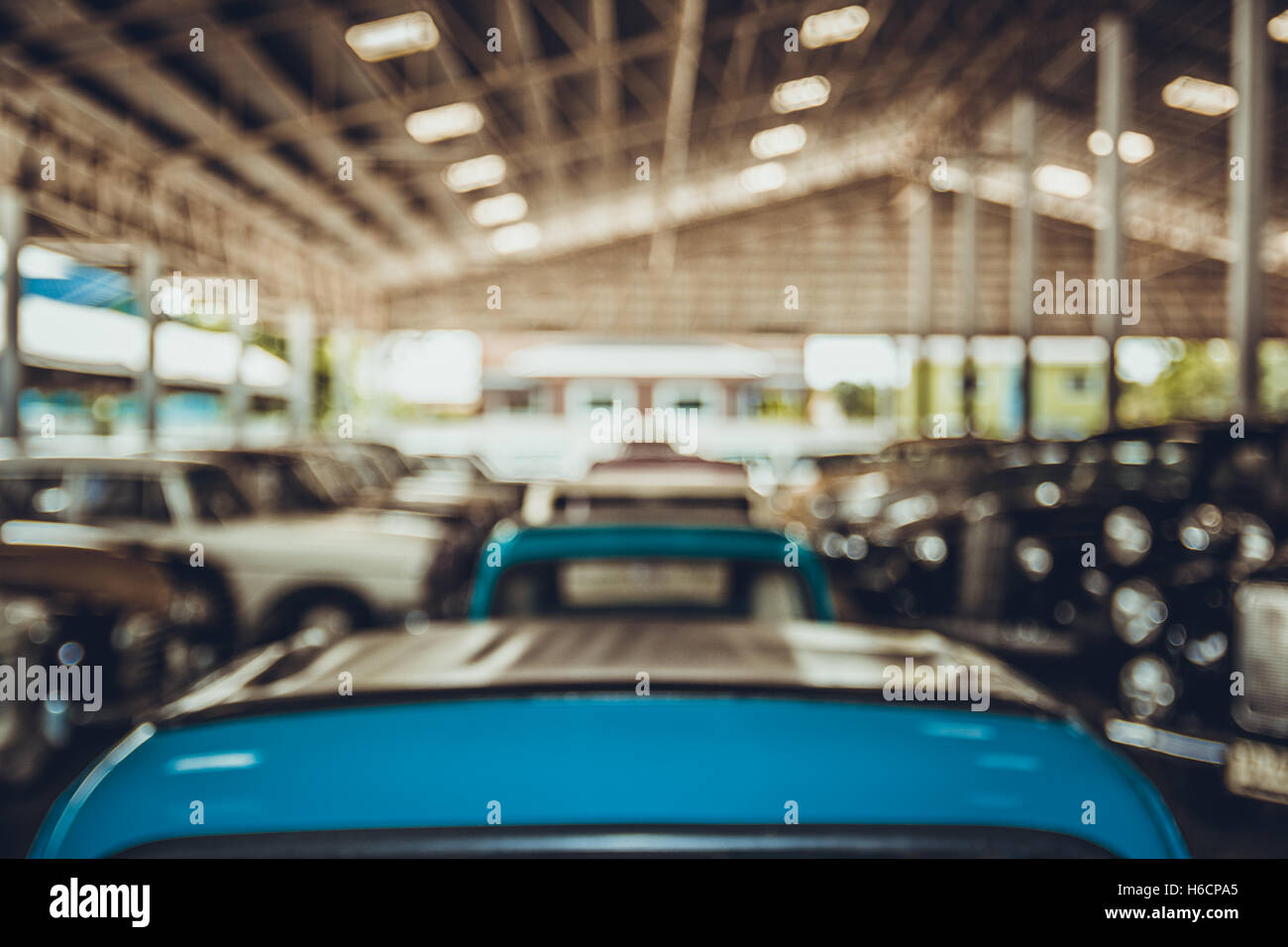 blur car warehouse for background Stock Photo - Alamy