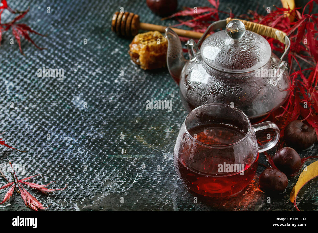 Autumn red hibiscus tea Stock Photo - Alamy