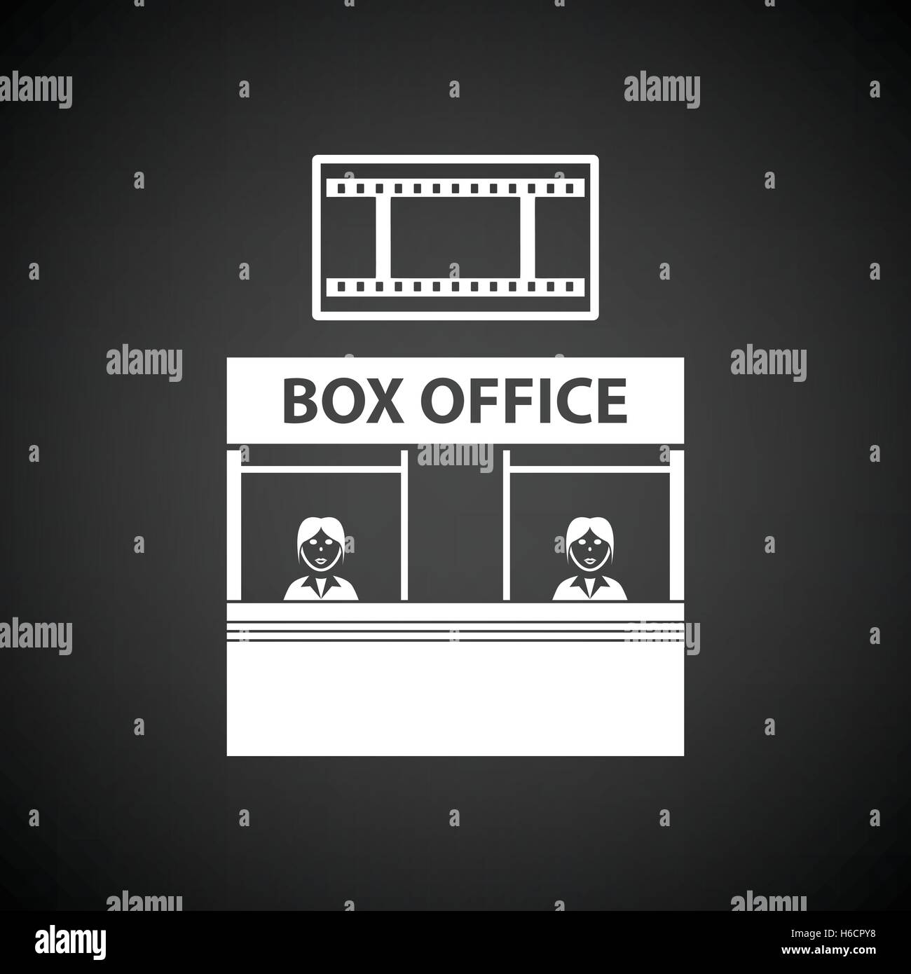 Box office icon. Black background with white. Vector illustration Stock ...