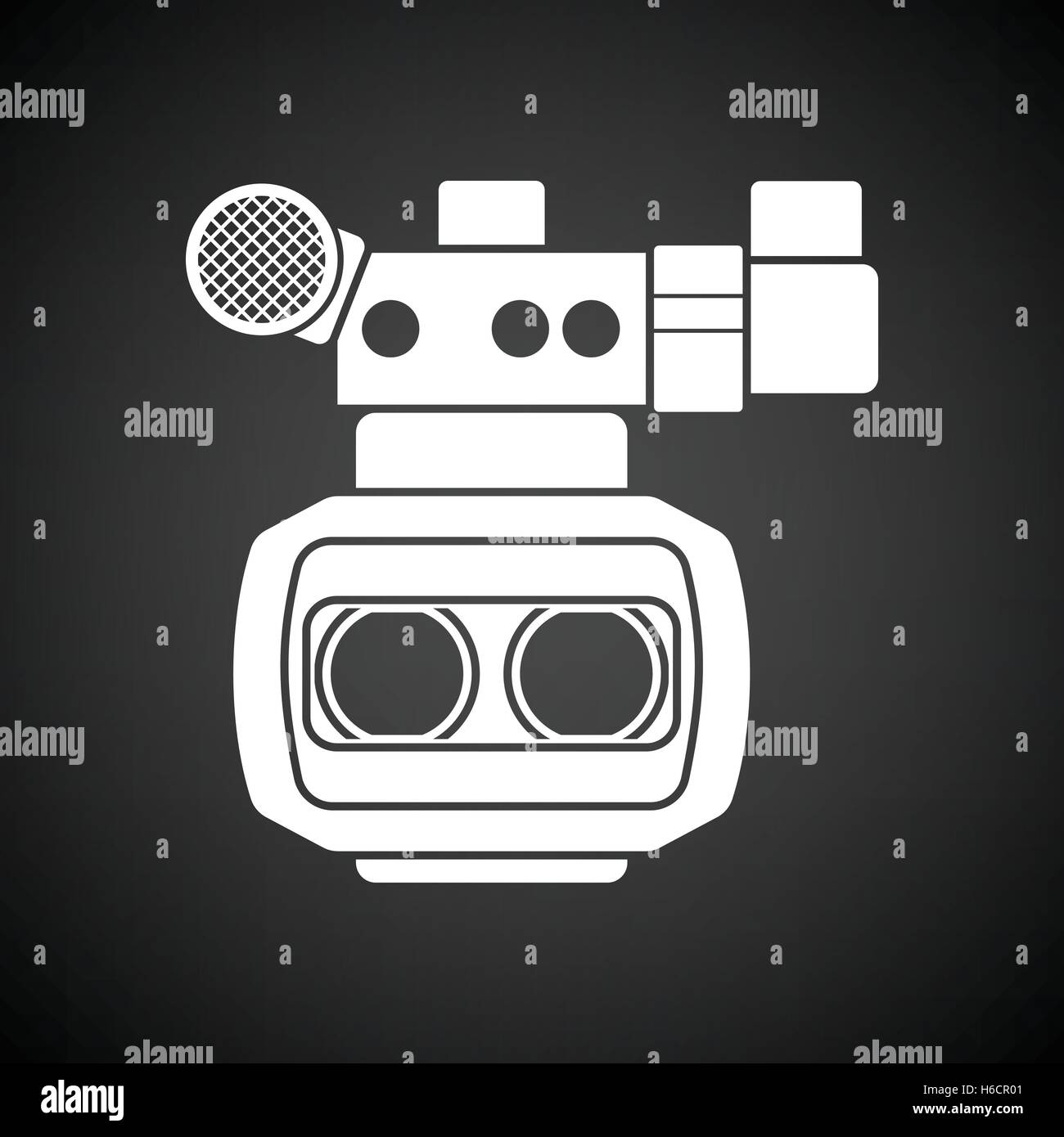 3d movie camera icon. Black background with white. Vector illustration ...