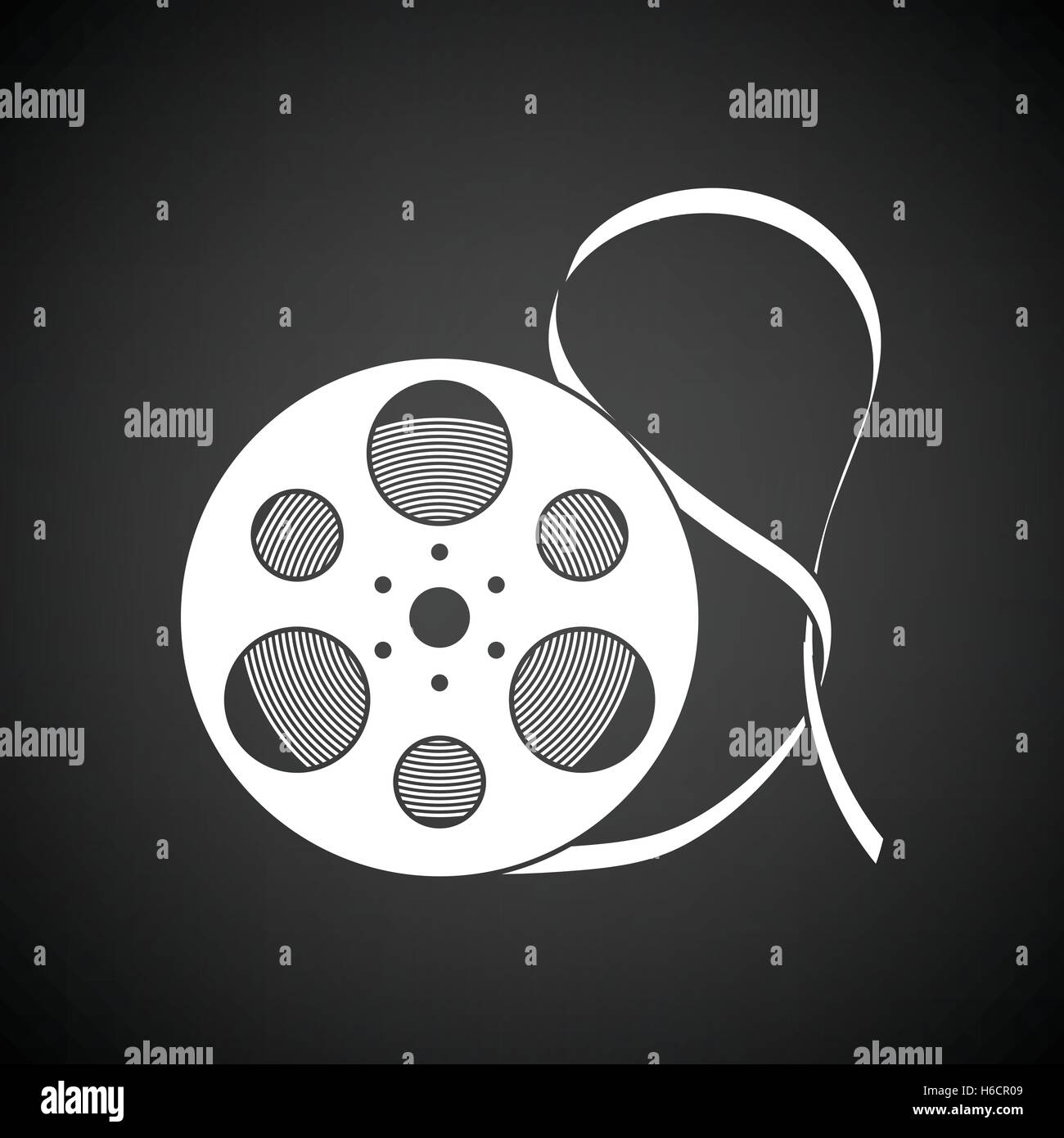 Movie reel icon. Black background with white. Vector illustration Stock ...