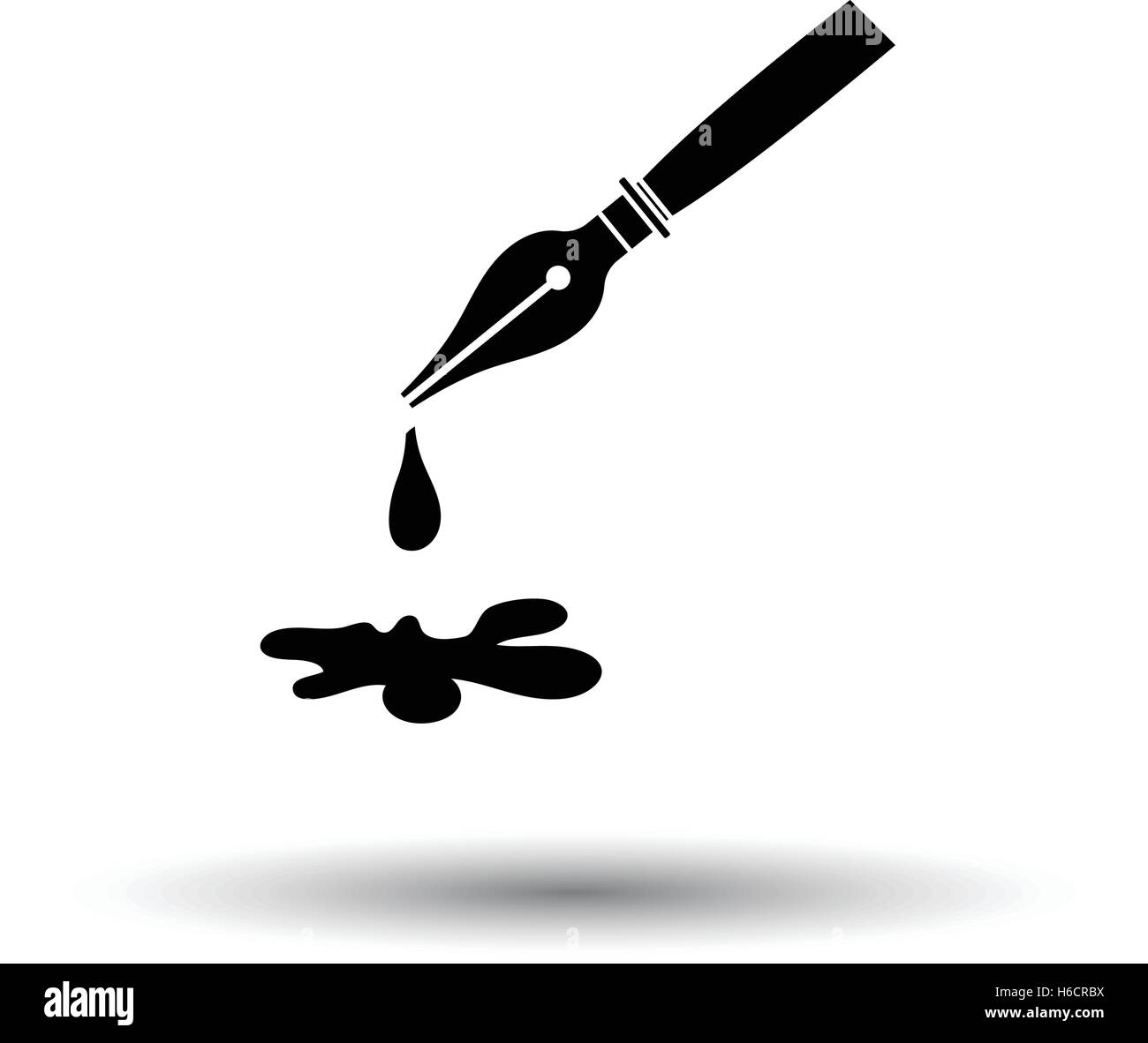 Fountain pen with blot icon. White background with shadow design ...