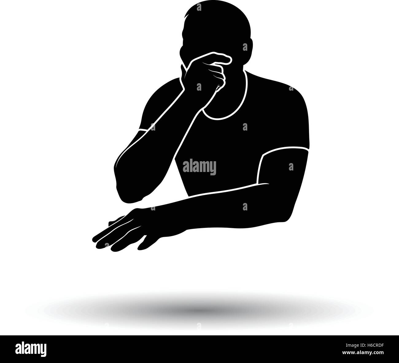 Thinking man icon. White background with shadow design. Vector Stock ...