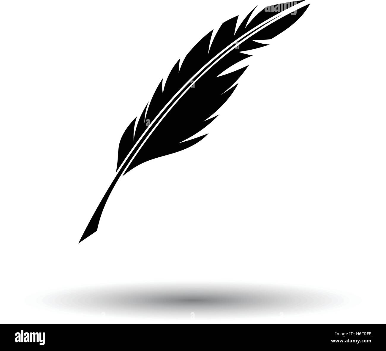 Writing feather icon. White background with shadow design. Vector ...