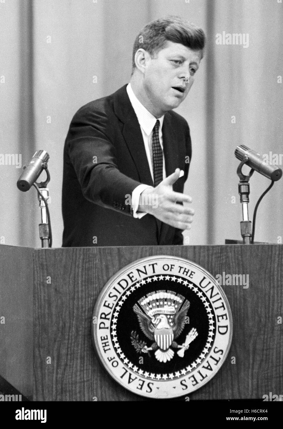 United States President John F. Kennedy conducts his fifth press ...