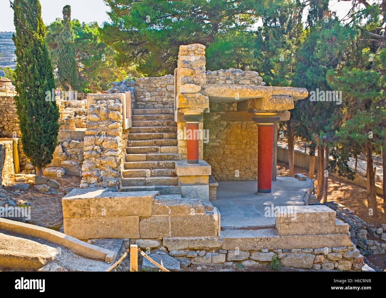 The ruins of Knossos Palace include preserved or renovated parts of ...