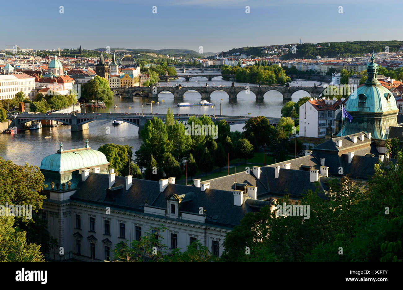 Vltava River, bridges, Charles Bridge, Czech Parliament, Prague, Czech ...