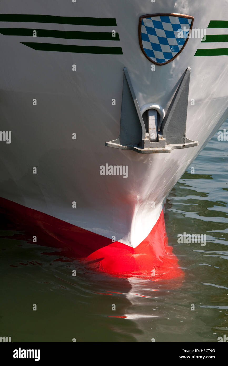Bulbous bow, under water bow, hull, excursion ship, Chiemsee lake ...