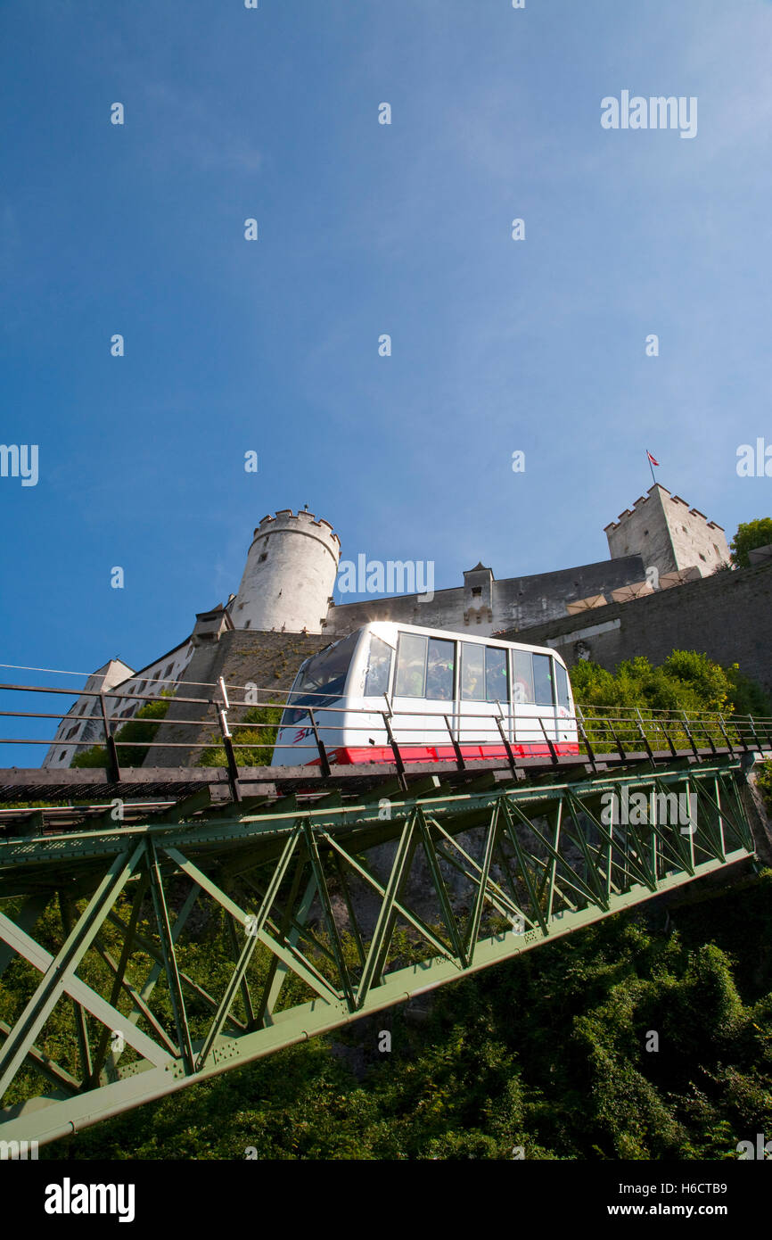 Festungsbahn funicular and the Festung Hohensalzburg fortress, cable ...