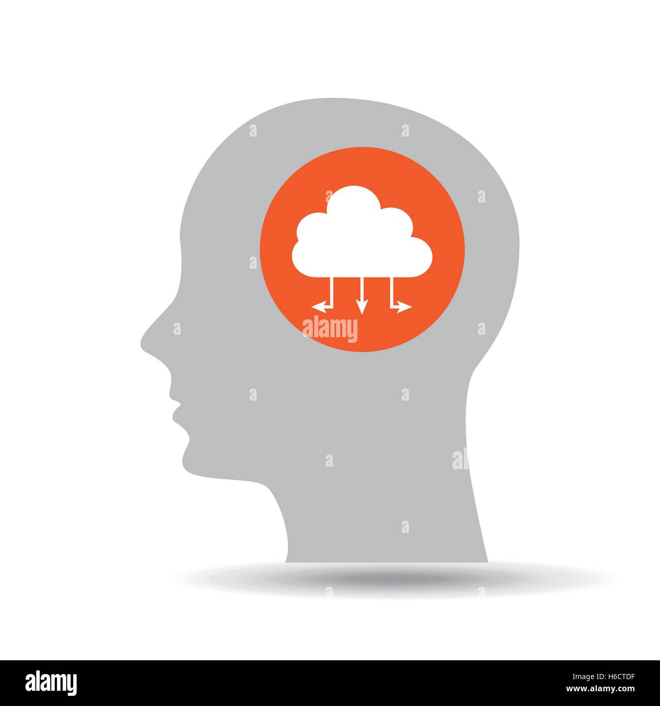 silhouette head cloud data connected icon graphic vector illustration ...