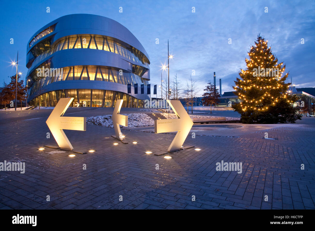 Mercedes benz museum in evening lights hi-res stock photography and ...