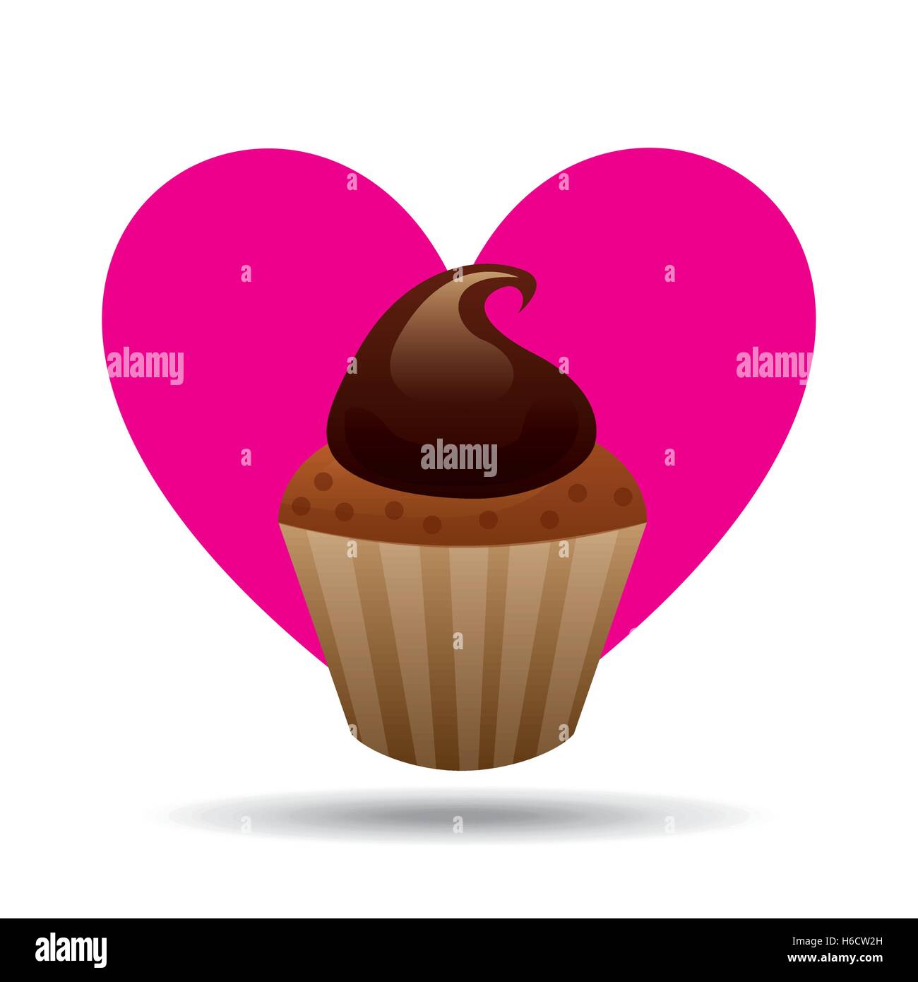 heart cartoon sweet cup cake cream chocolate icon design vector ...