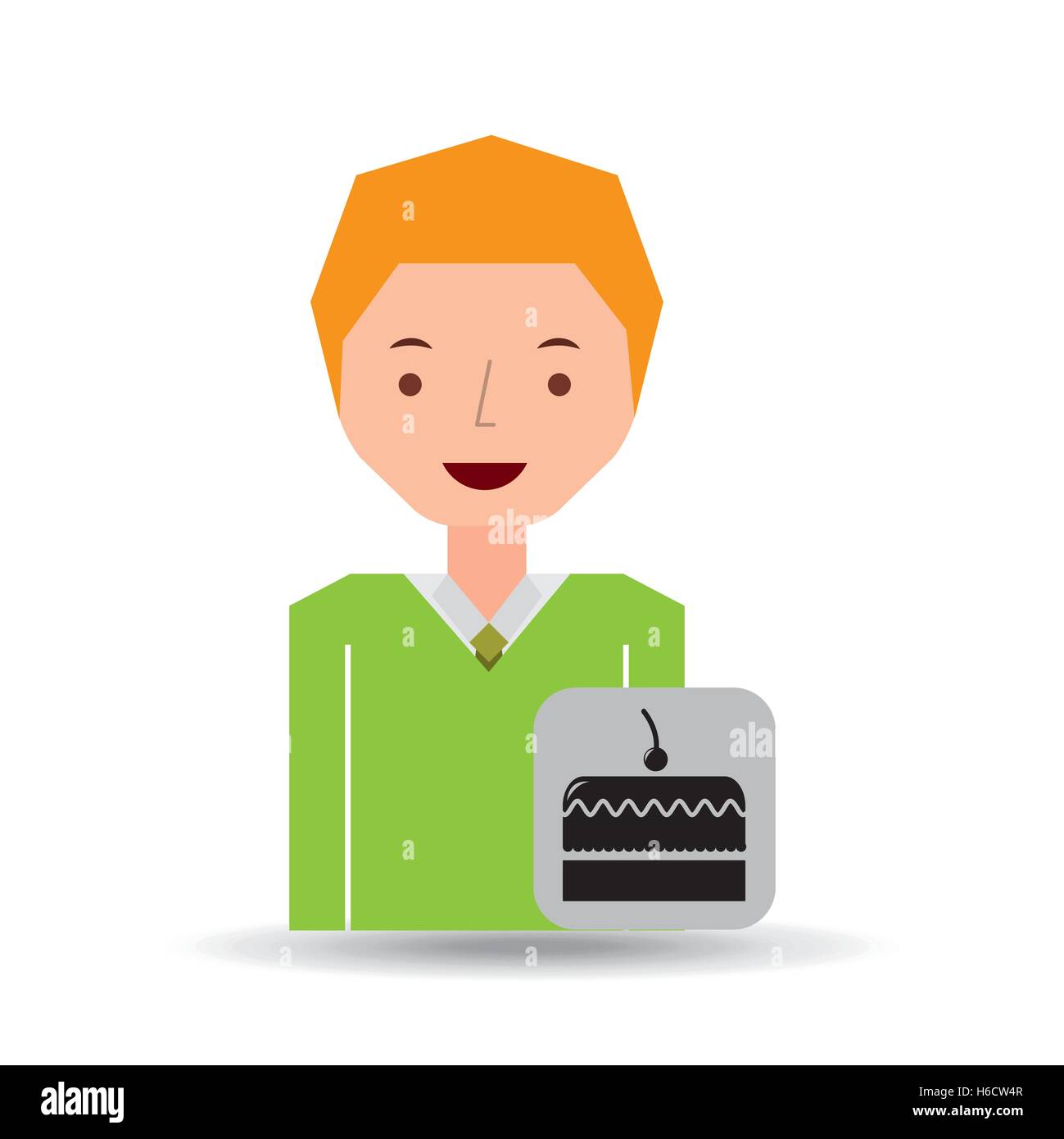 cartoon man cake candle dessert design icon vector illustration Stock ...