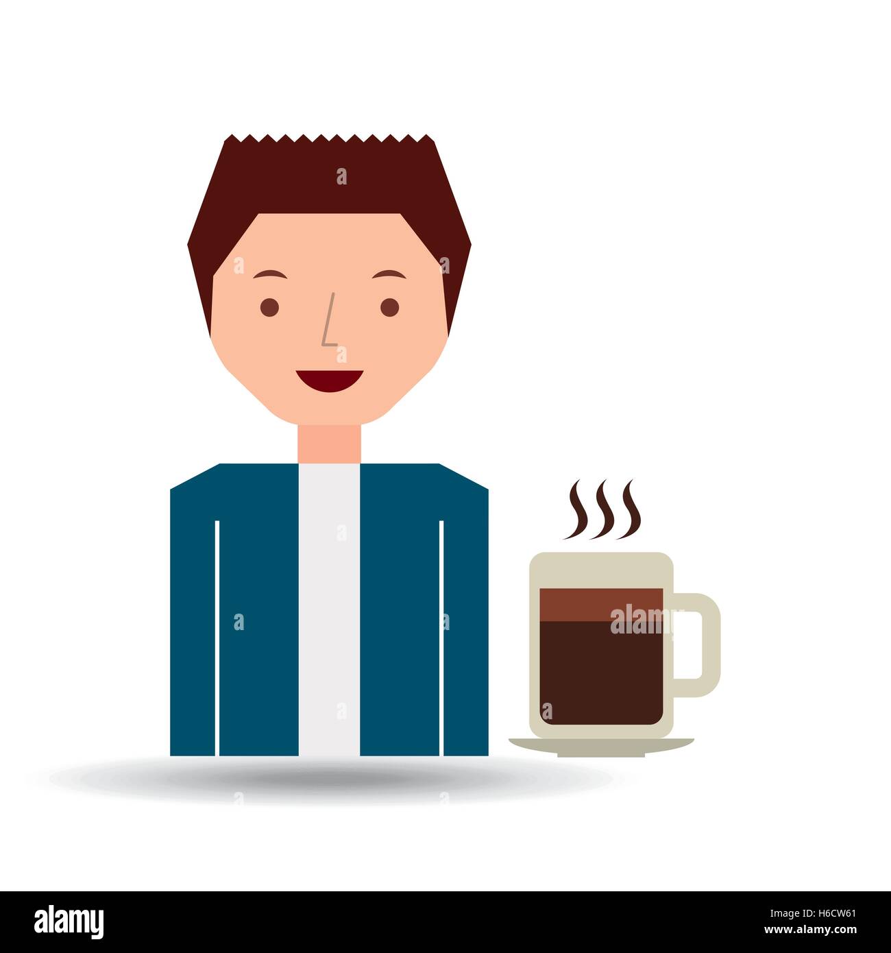 cartoon guy with coffee mug hot design icon vector illustration Stock ...