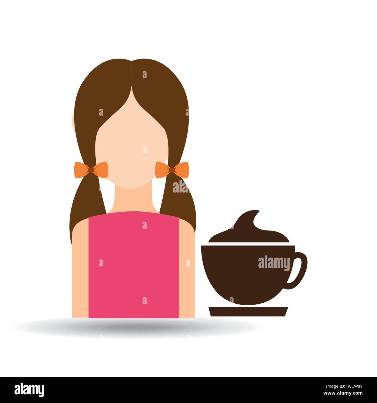 Character girl cup coffee icon hi-res stock photography and images - Alamy