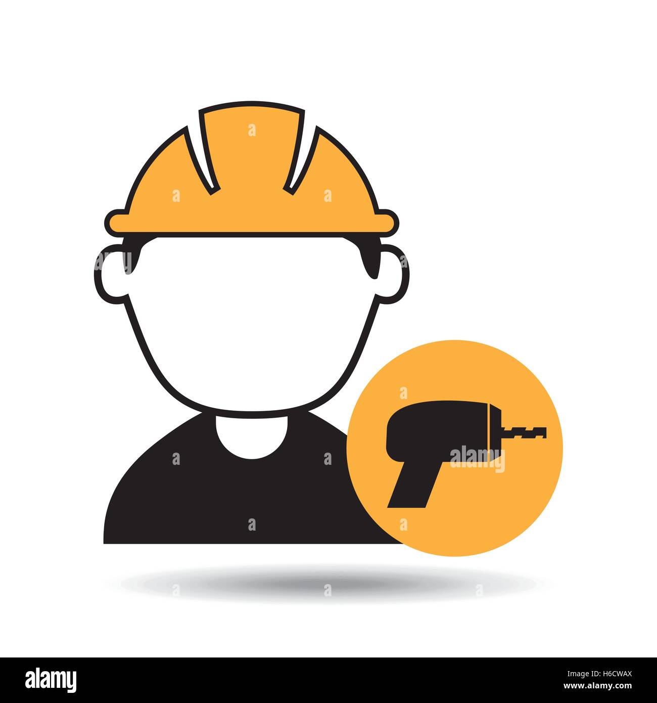 avatar man construction worker with drill tool icon vector illustration ...
