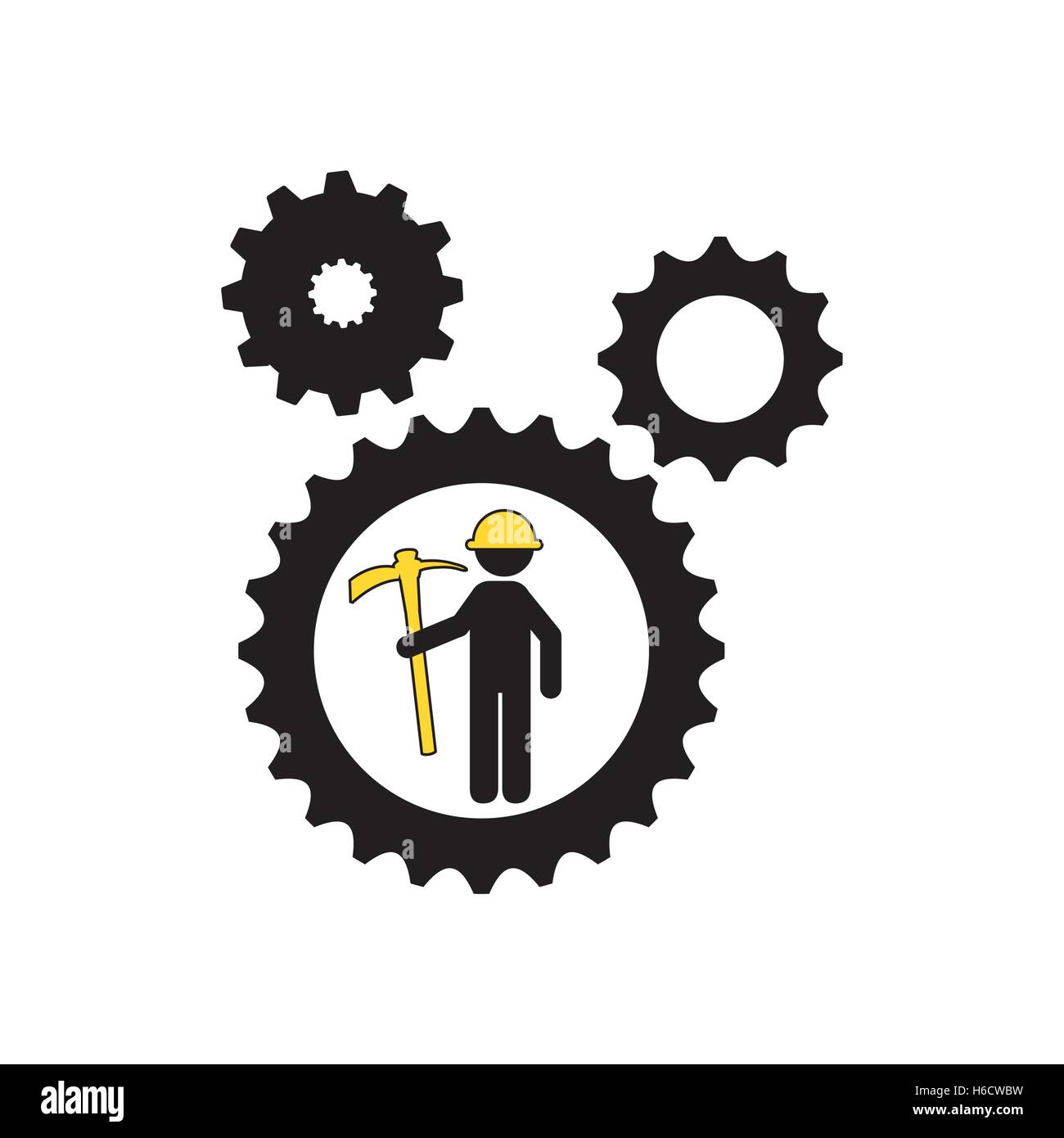 man mining gears pickax icon vector illustration Stock Vector Image ...