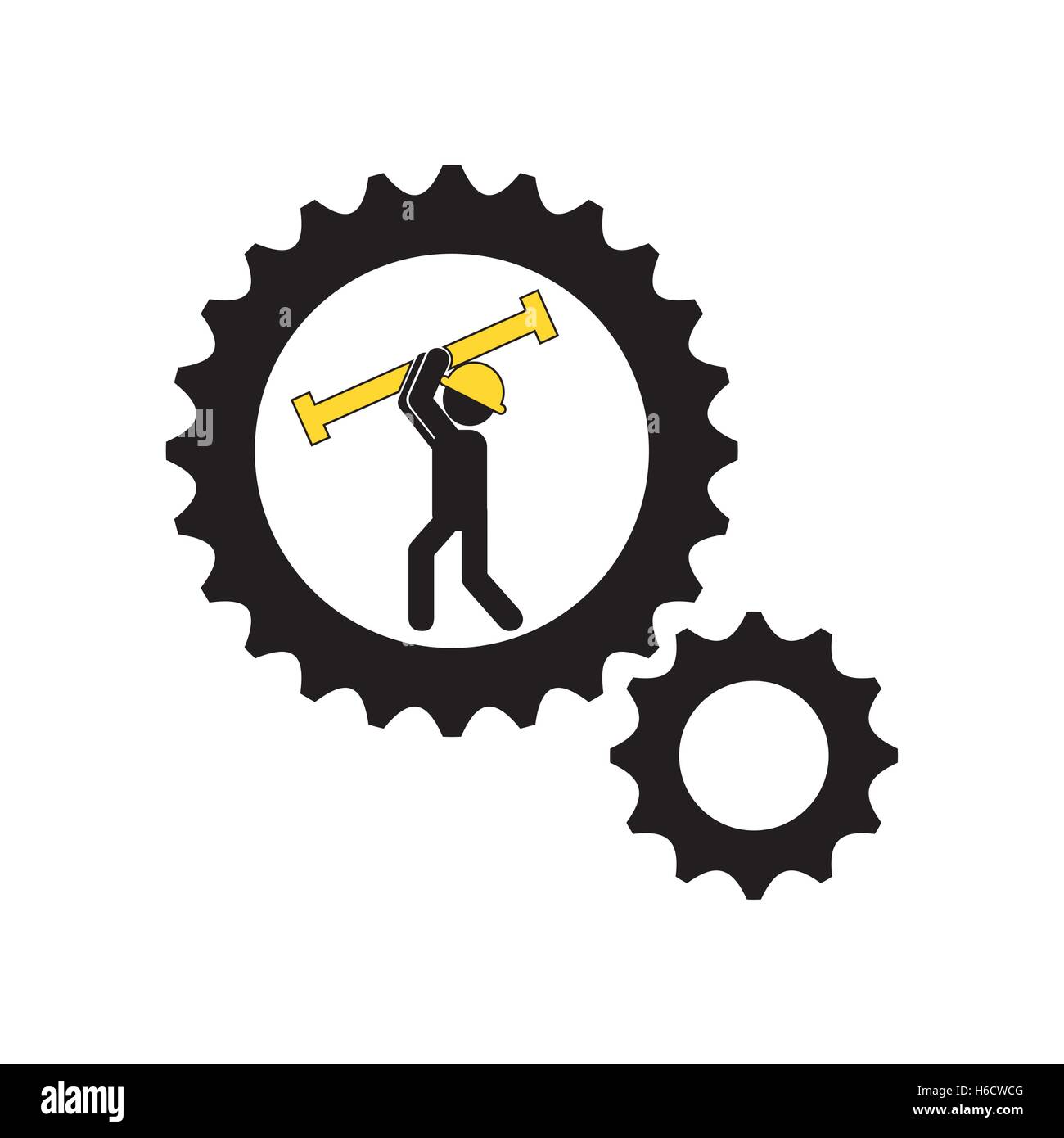 man construction gears carrying tool icon vector illustration Stock ...