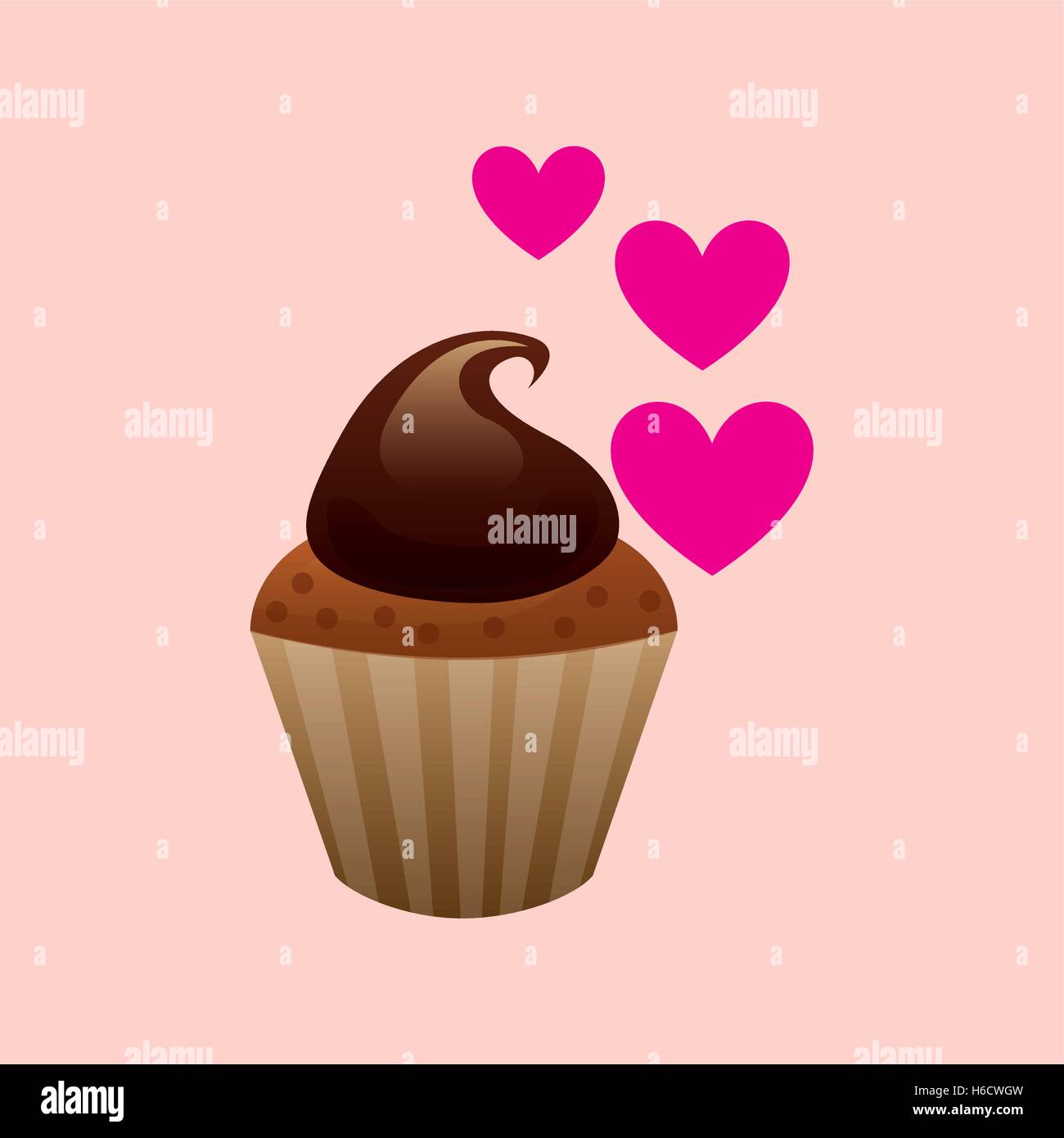 heart cartoon sweet cup cake cream chocolate icon design vector ...